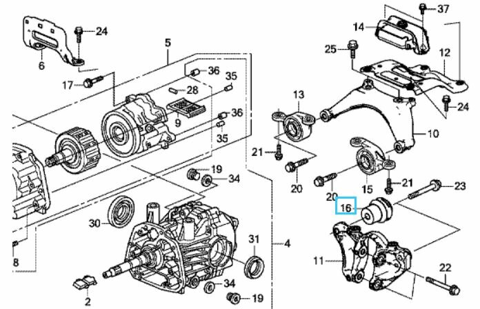 Опора редуктора левая; Артикул Honda: 50740STXA01 (Оригинал)
