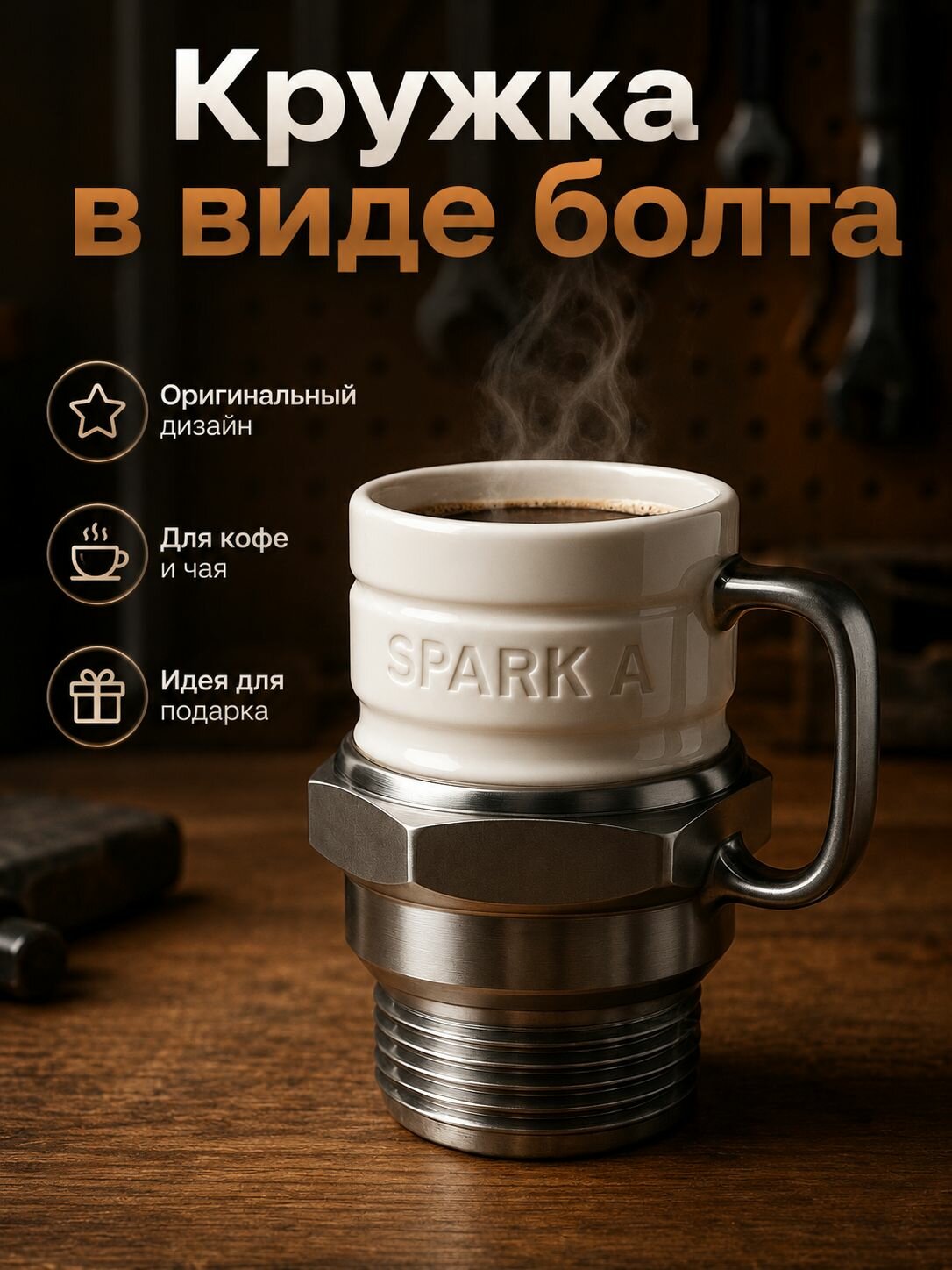 Кружка "Автомобильная свеча зажигания", 300 мл, 1 шт