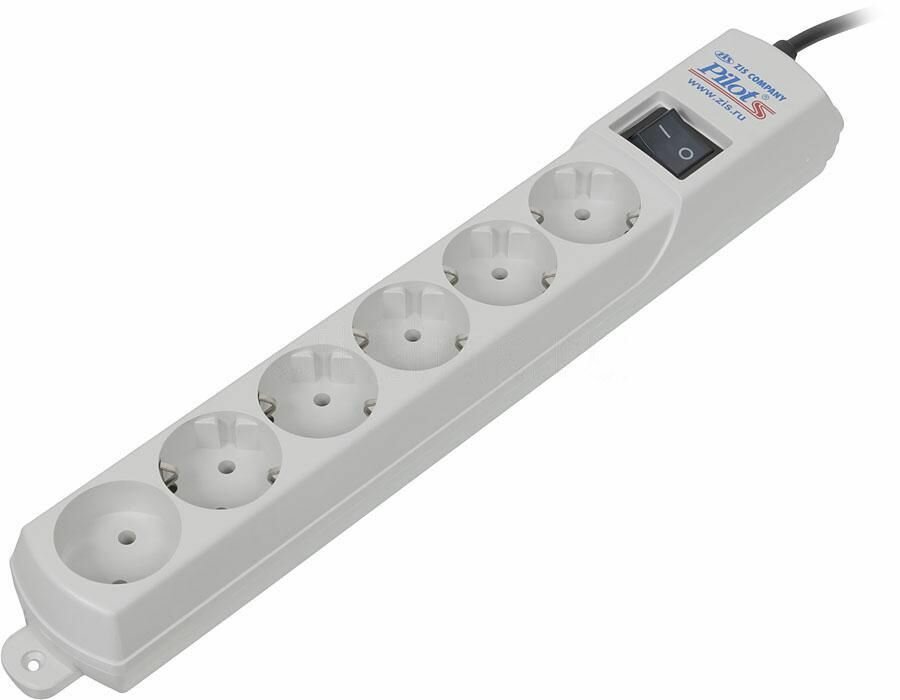 Сетевой фильтр Pilot S 5м (6 розеток) белый (коробка) Net Filter Pilot S 5m (6 outlet) white Box — фото 1