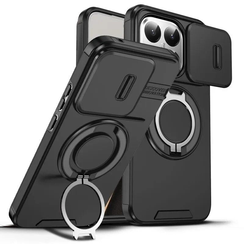 Чехол для Honor X7d / Хонор X7d с крышкой камеры и кольцевой подставкой чехол