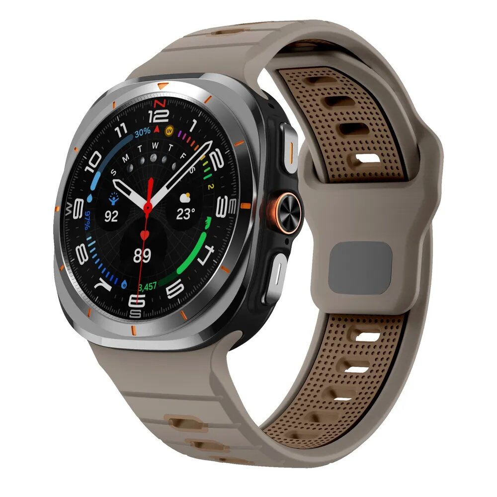Ремешок для часов Samsung Galaxy Watch Ultra (47 мм) / Самсунг Галакси Часы Ультра (47 мм), силиконовый материал, ступенчатая обратная застежка, горизонтальные полосы