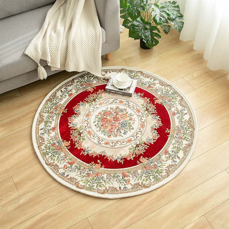 Красный круглый ковер из бархата 120×120 см, водопоглощающий коврик для дома и спальни