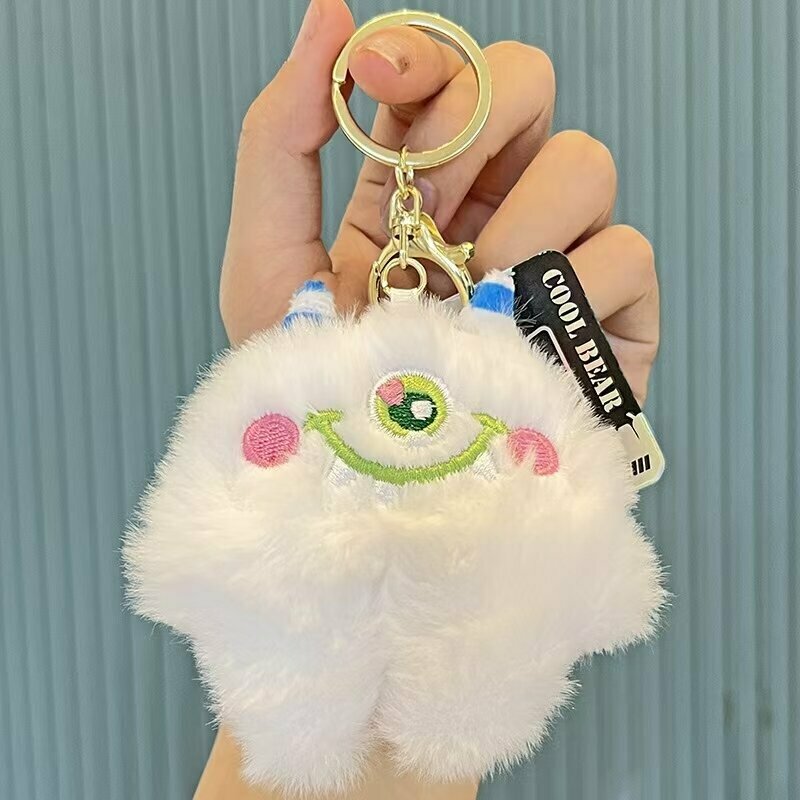 Adorable creative monster keychain doll plush toy for backpack decoration 9cm high