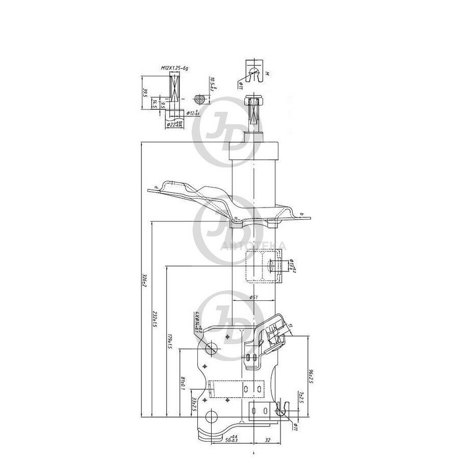 Стойка газомасляная передняя правая /334403/ JUST DRIVE JAS0124 NISSAN Teana/Cefiro (J31) 03-;