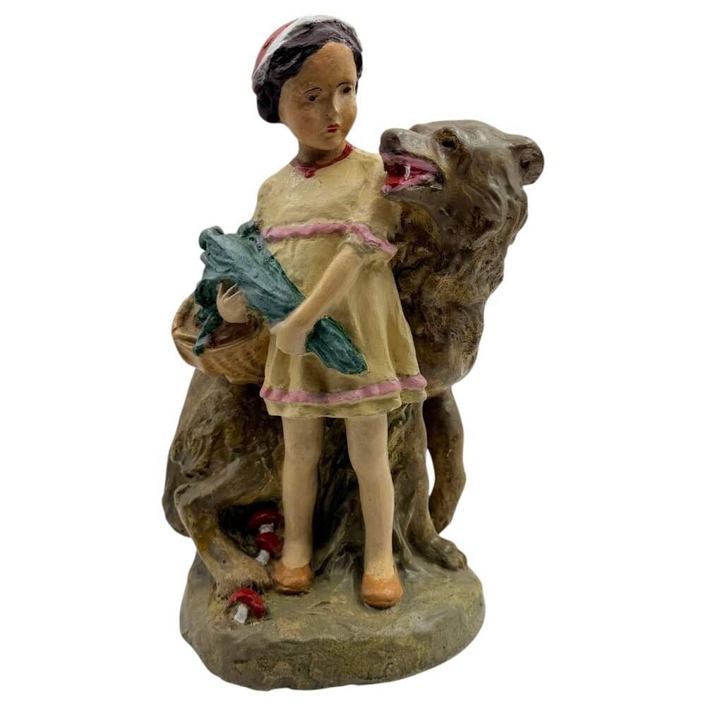 Статуэтка "Красная Шапочка и Серый Волк", гипс, 1950-1960 гг. СССР