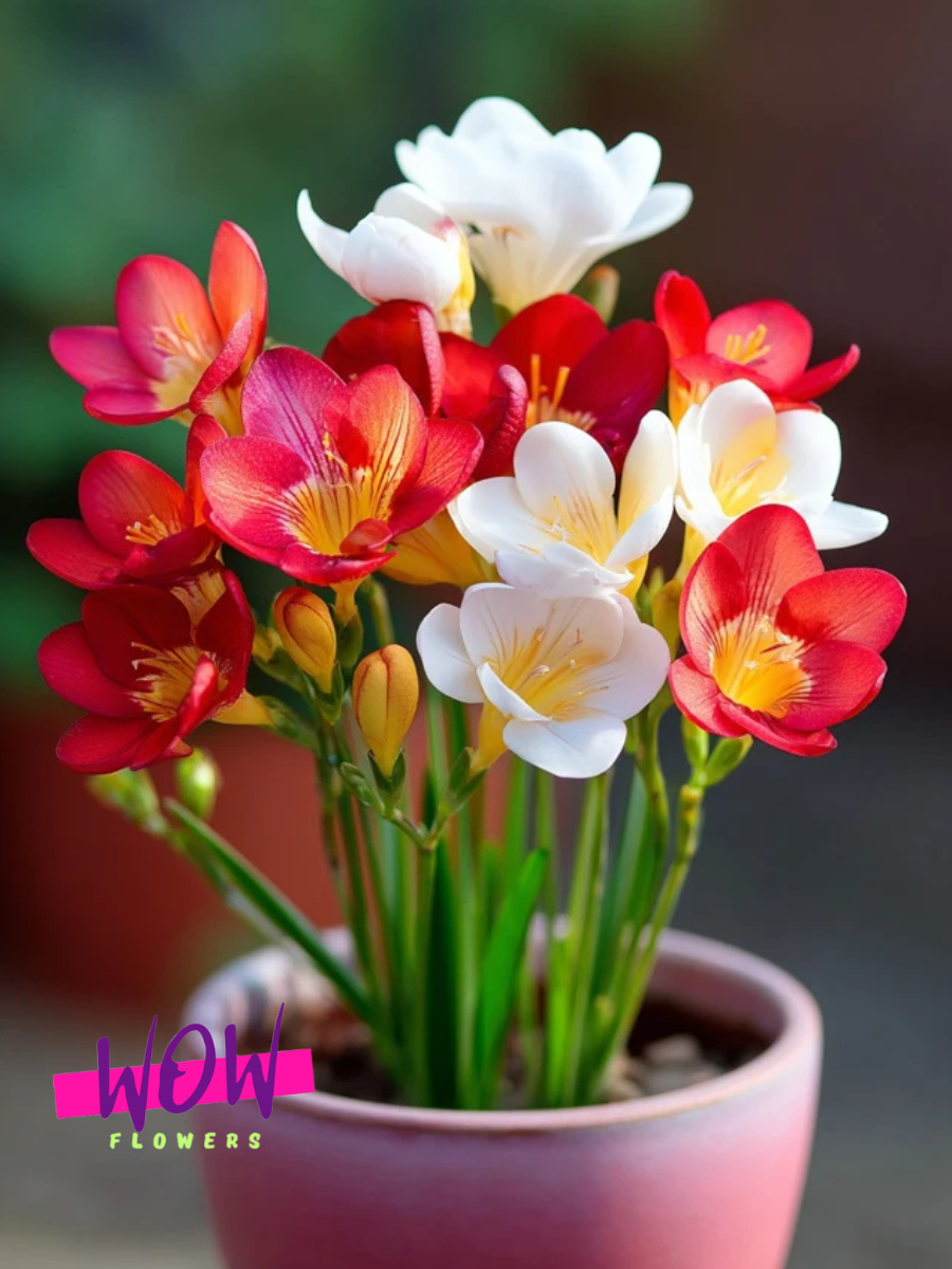 Луковицы цветов, WOW FLOWERS, Фрезии Ред энд Вайт Микс ( 10 штук )