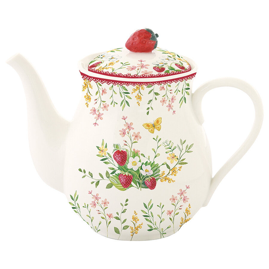 Чайник Jardin Des Fraises 900 мл заварочный фарфоровый Easy Life R3408/JARF