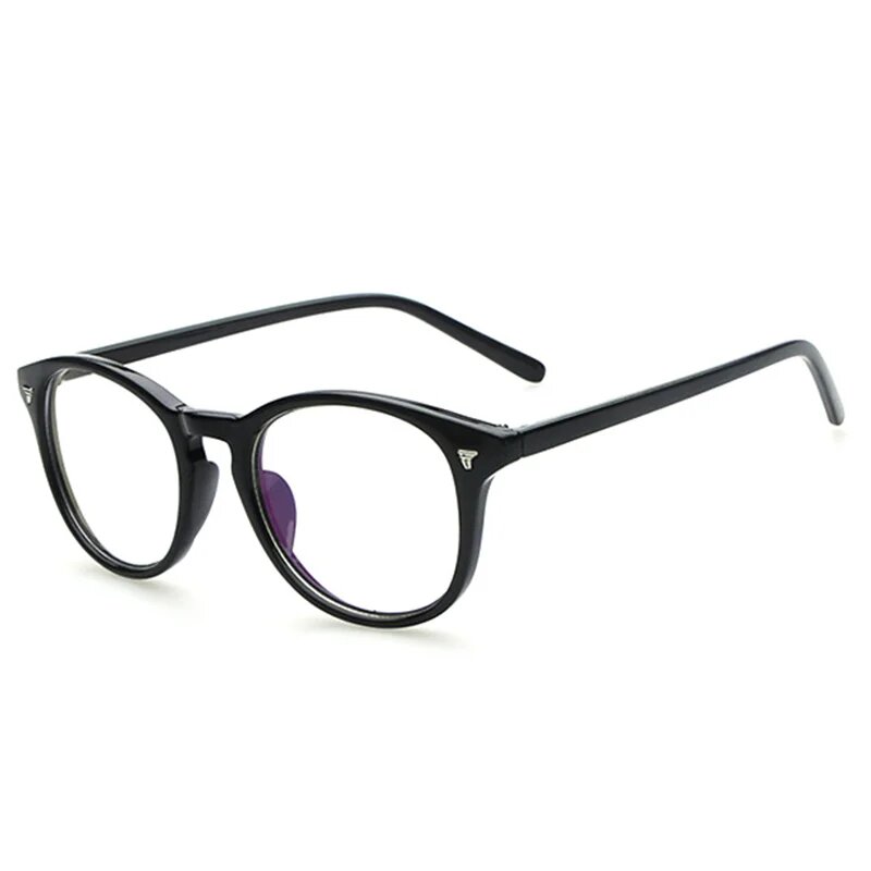 Круглые очки BINSYSU, прозрачные линзы, степень -0.5 до -6.0 bright black, Черный, 0