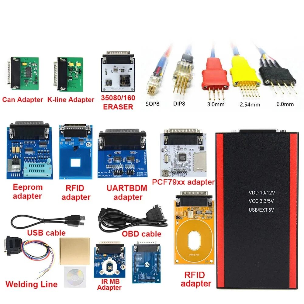 IPROG Pro V86 ECU Программатор, адаптеры, Color: 11adpters
