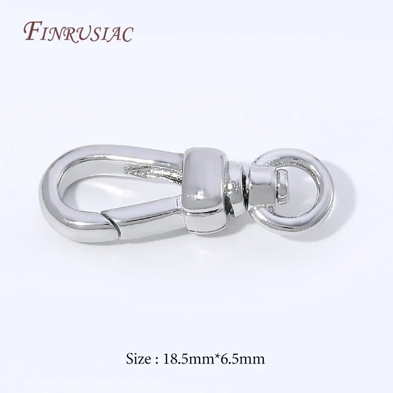 Застежка карабин серебряная Rhodium Plated 18.5x6.5 мм