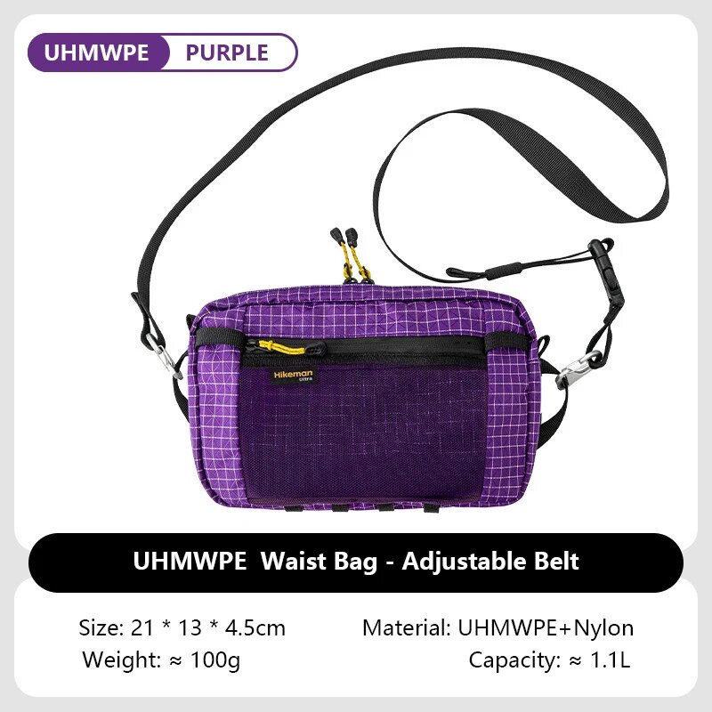 Водонепроницаемая поясная сумка HIKEMAN из нейлона 1.1 л Purple with belt