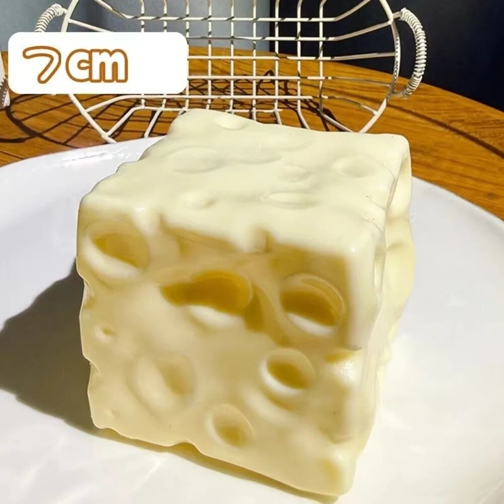 Антистресс-кубик сыр желтый 6 см 7cm