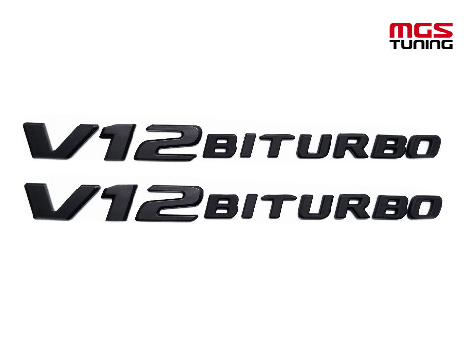 Шильдики на крылья V12 biturbo для Mercedes-Benz, ABS-пластик, черный — фото 1