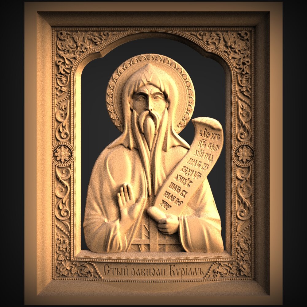 STL модель 3D для ЧПУ оборудования – икона святой равноапостольный никита столпник R-225