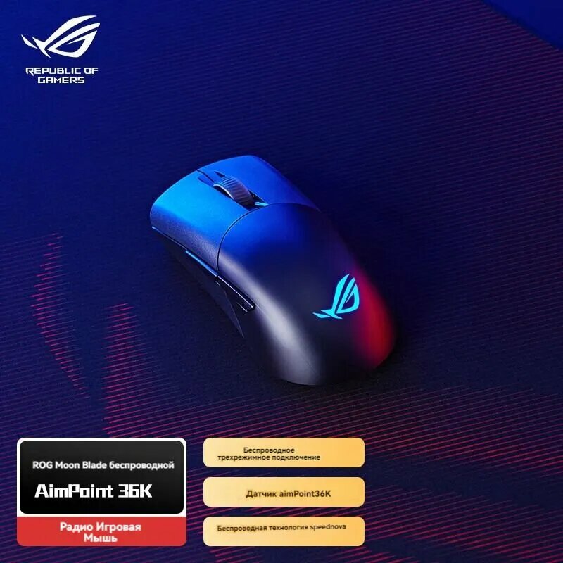 ROG Игровая мышь беспроводная Keris Wireless AimPoint, черный, серый