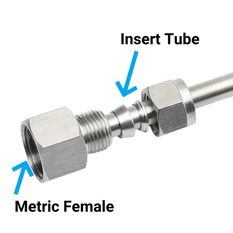 Адаптер с внутренней резьбой из нержавеющей стали 304 M14 Female, 8mm Tube OD