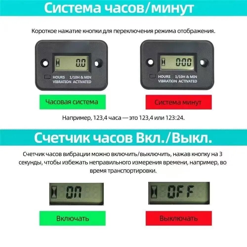 Аксессуары для судов, Часы моточасов для лодок, Черный, ABS пластик, 5.5 x 3.6 см — фото 1