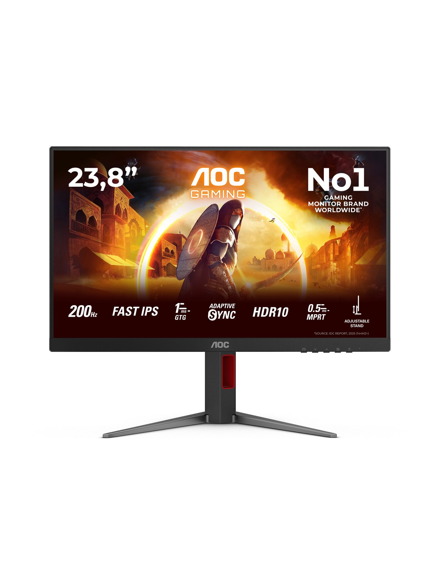 Монитор AOC 23,8" 24G4HA, 16:9, IPS, FHD, 1ms, 300cd, 200Hz, HDMI, DP, SPK, HAS