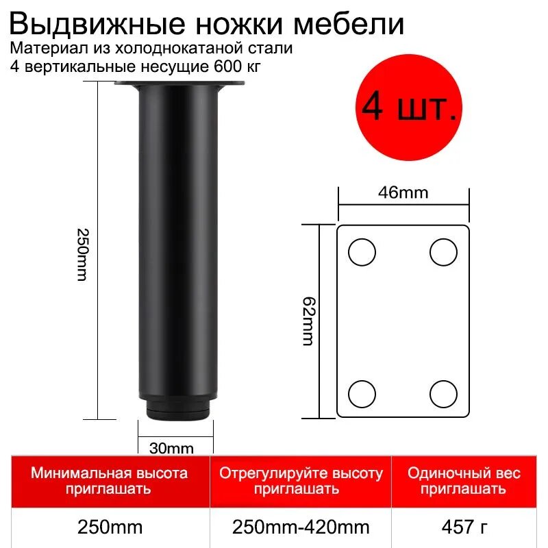 Ножка для мебели ,25см