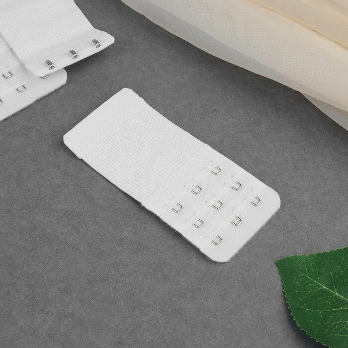 Застежка-удлинитель для бюстгальтера, 3 ряда 3 крючка, 5 x 10,5 см, 3 шт, цвет белый