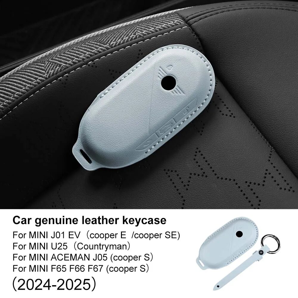 Чехол-накладка для автомобильного ключа MINI Cooper Countryman U25 J01 J05 F65 F66 2024 Leather blue