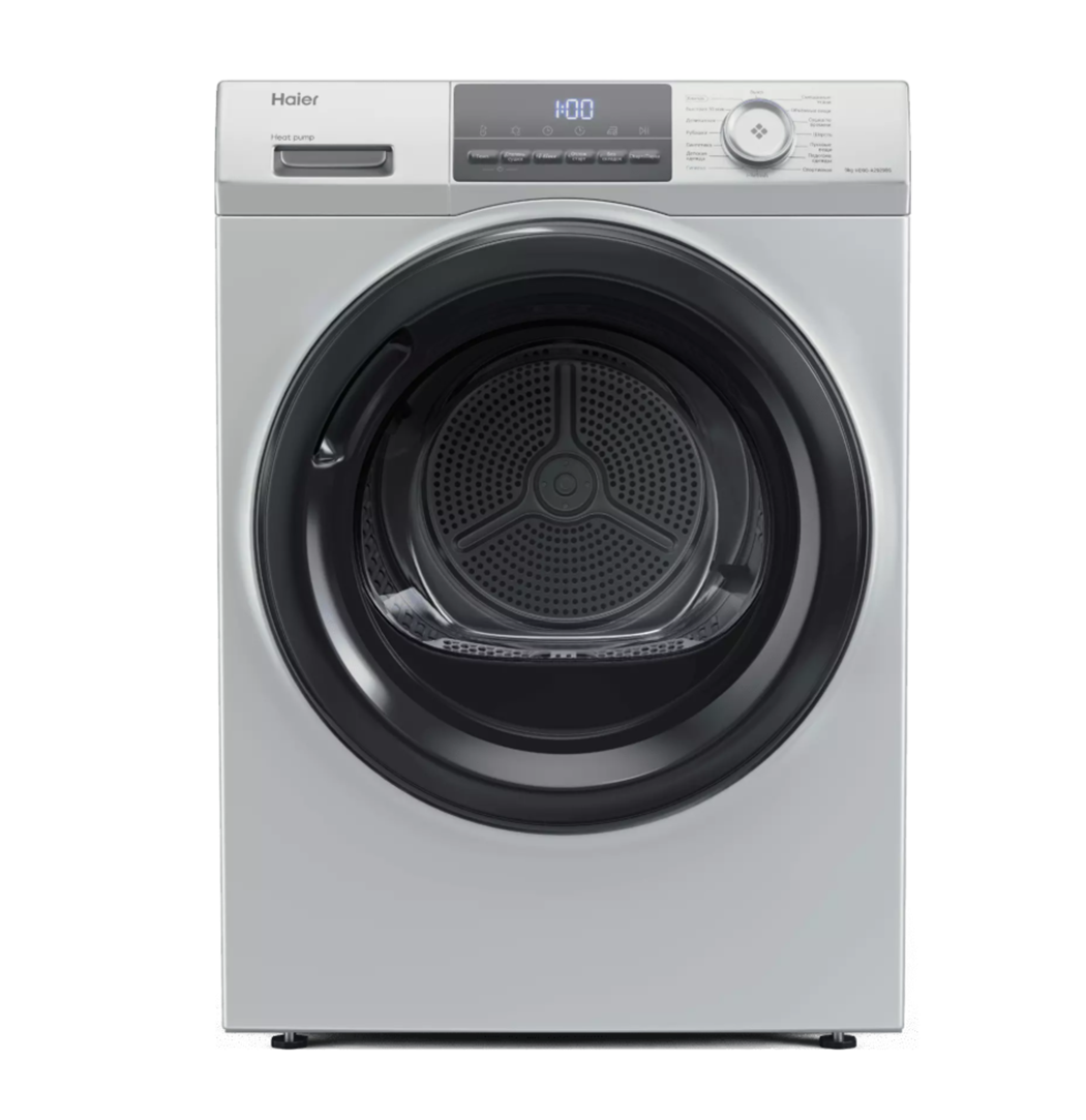Сушильная машина Haier HD90-A2929BS, загрузка 9 кг, с тепловым насосом, 15 программ, A++, серебро