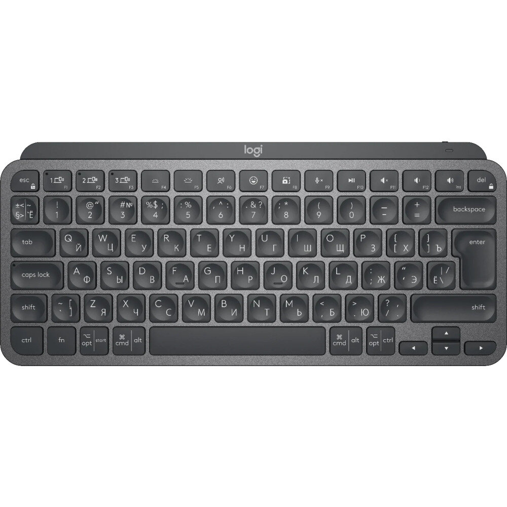 Клавиатура беспроводная Logitech MX Keys Mini (920-010501), USB, Bluetooth/Радиоканал, темно-серый/черный