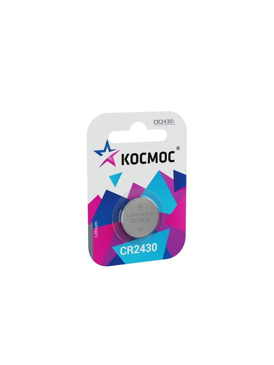 Элемент питания литиевый CR2430 1хBL (блист.1шт) космос KOCR24301BL