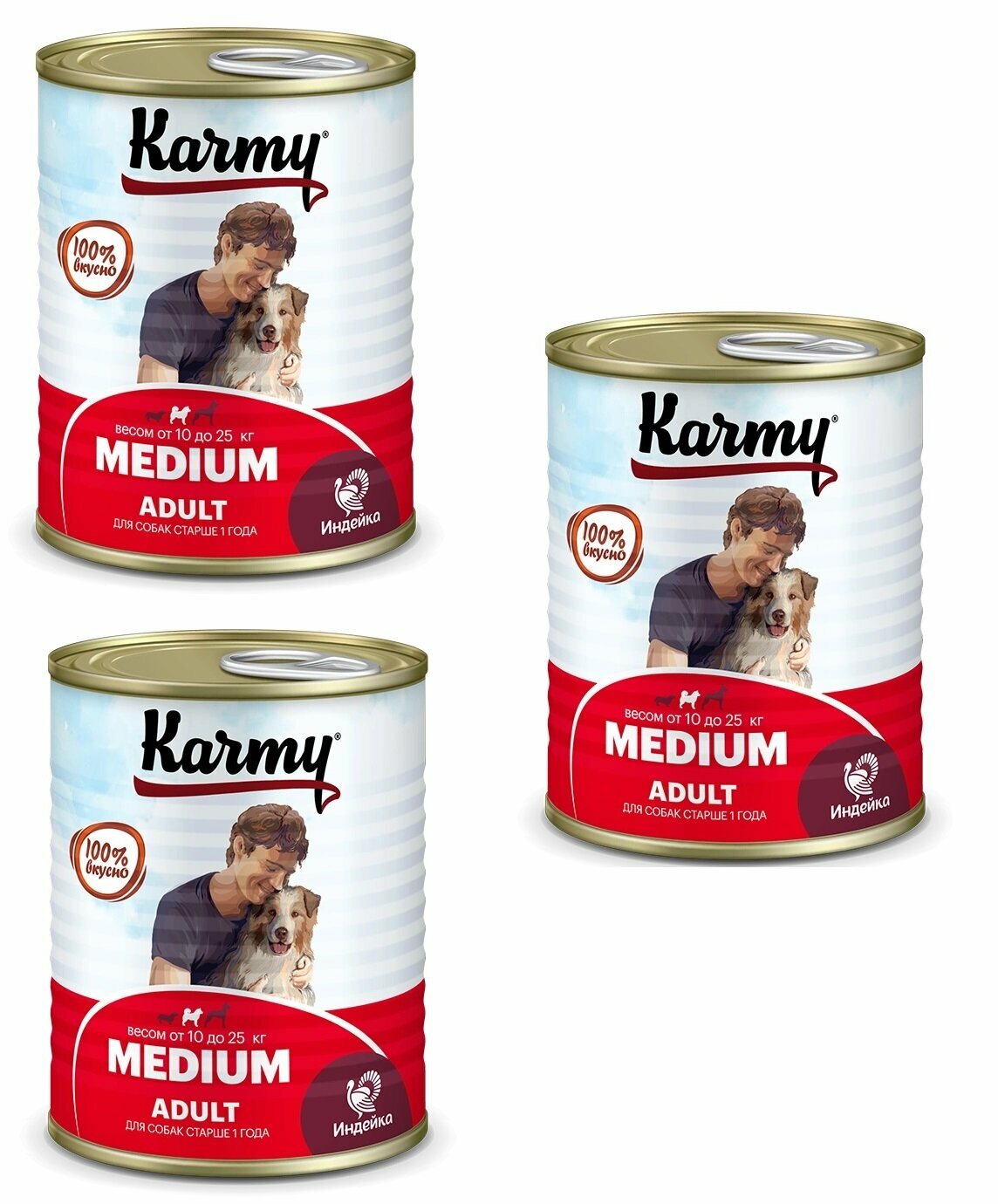 Консервы Карми для собак Medium Adult средних пород Индейка 340г 3шт
