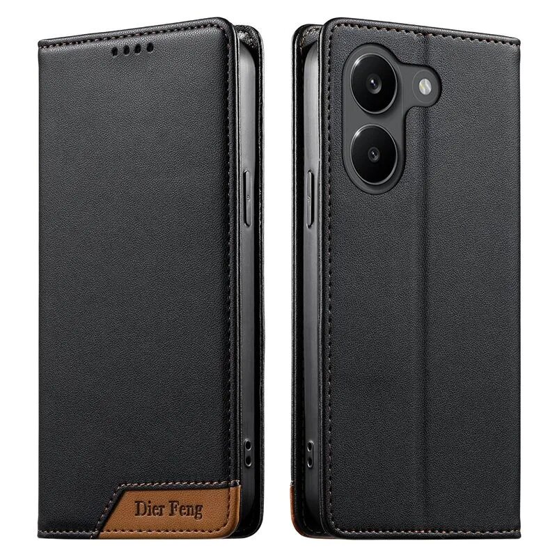 Чехол для Xiaomi Poco X8 Pro 5G / Redmi Turbo 5 5G, магнитный защитный чехол из искусственной кожи с отделениями для карт блокировкой радиочастотной идентификации и