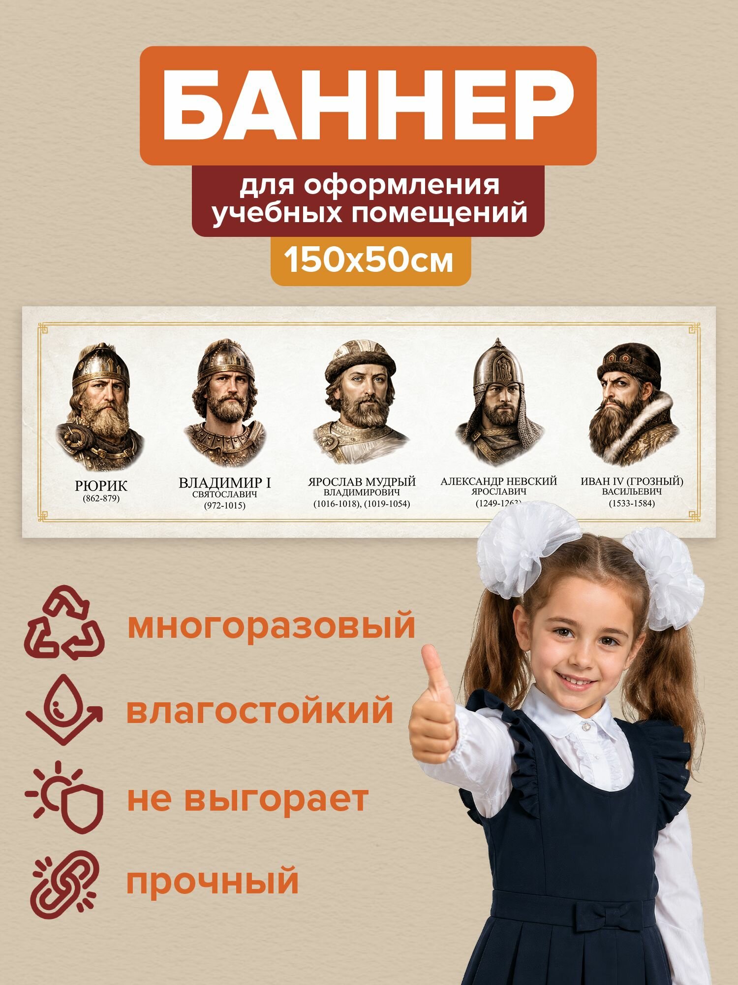 Портреты правителей России плакат для школы баннер