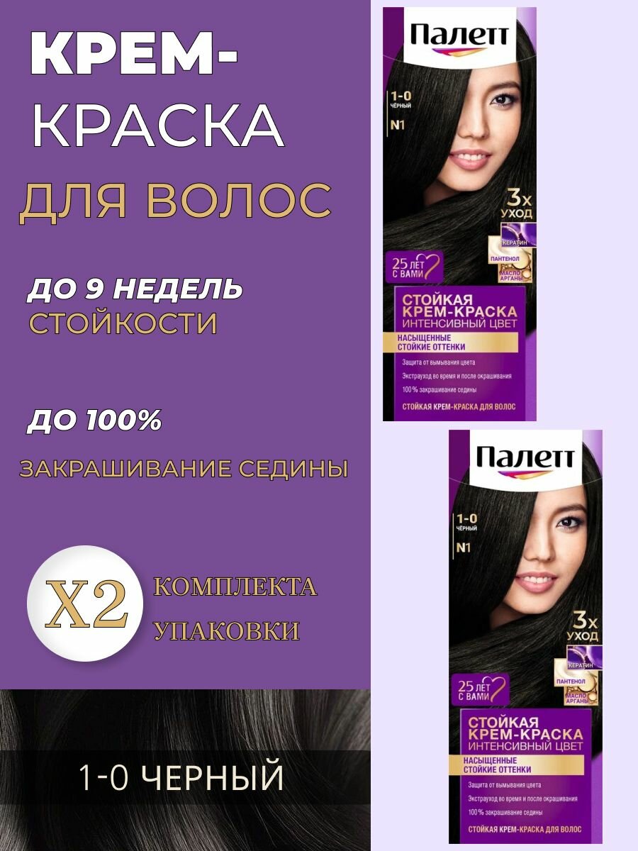 Краска для волос PALETTE Черный №1 (2уп по 110мл)