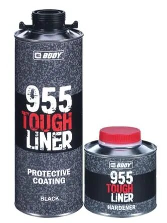 Сверхпрочное защитное покрытие Body 955 Tough Liner черное 0,6 л. с отвердителем 0,2 л.