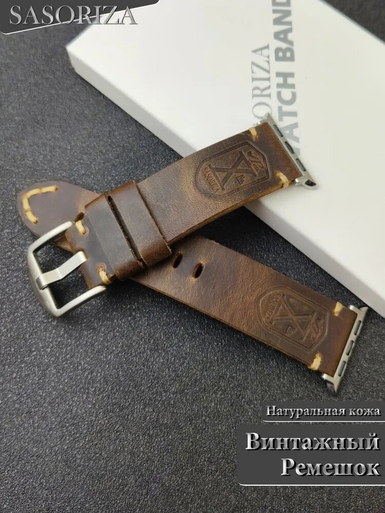 Винтажный ремешок из натуральной кожи для Apple Watch серии 38мм 40мм 41мм 42мм 44мм 45мм 49мм