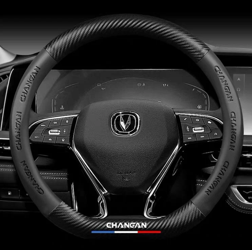 Спортивная оплетка на руль для авто Changan UNI-K, CS35PLUS, CS55, CS75FL (форма D- размер М) диаметр 37-38 см