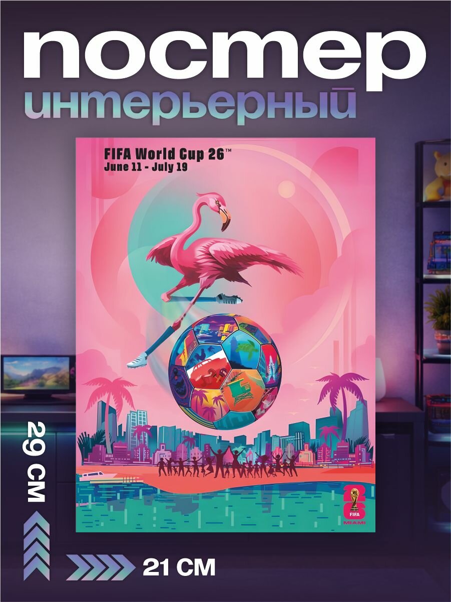 Постер на стену интерьерный футбол чемпионат мира 2026 FIFA
