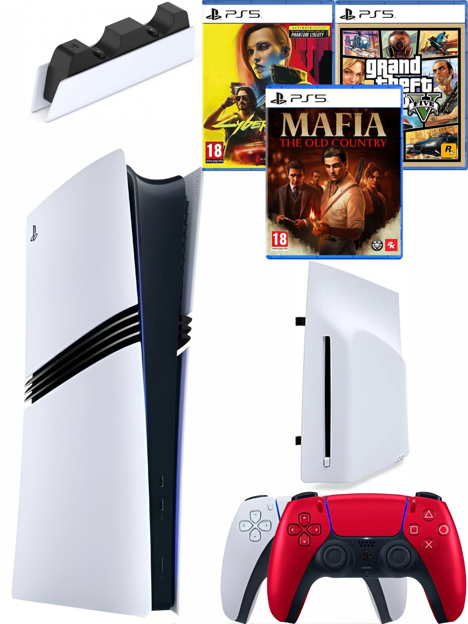 Игровая приставка Sony PS 5 Pro Digital Edition+Зарядная станция+ Дисковод +2-ой геймпад+3 игры , 2Tb SSD
