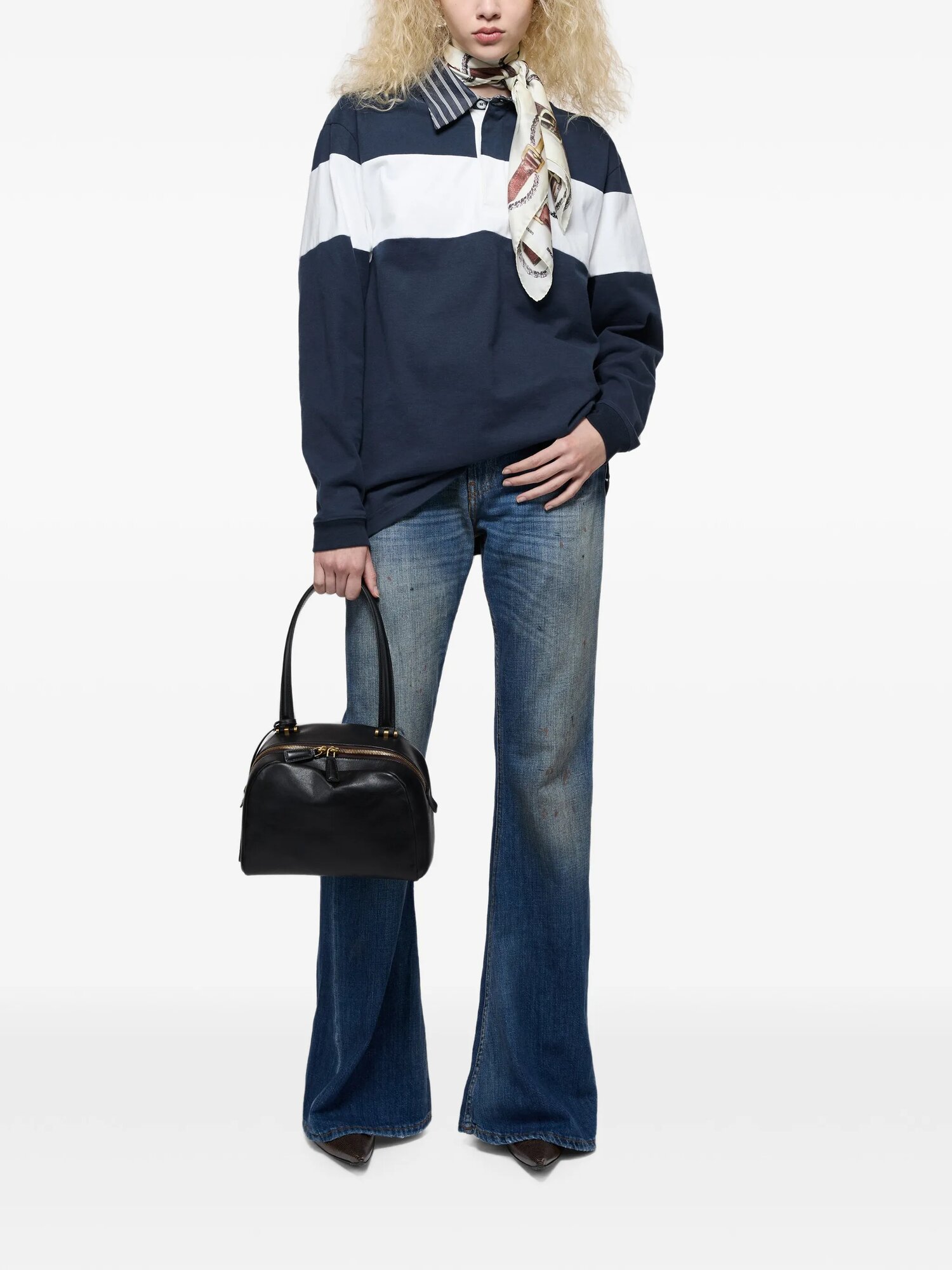 Толстовка Acne Studios Striped polo sweatshirt, размер 50 — фото 1