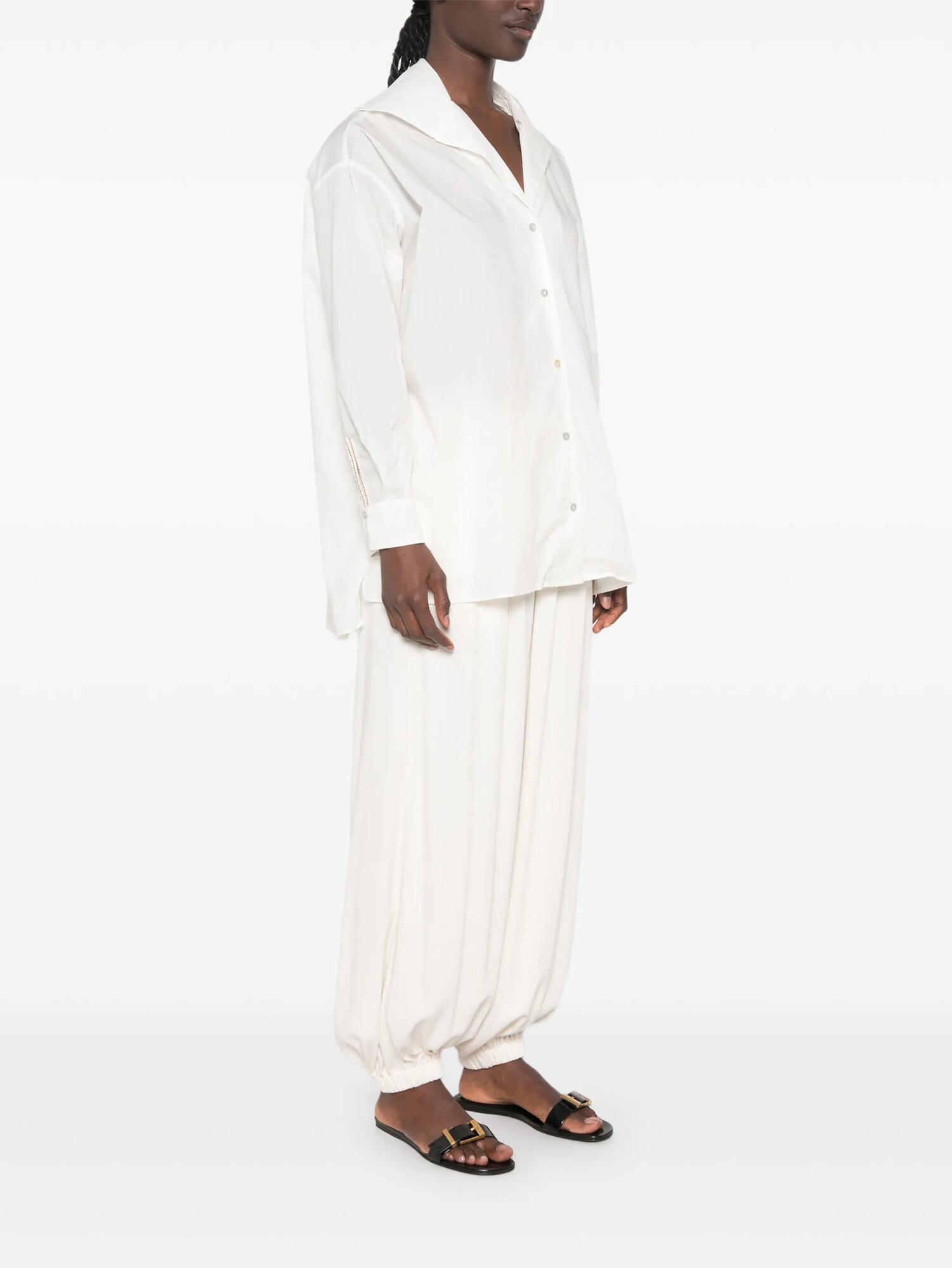 Рубашка  Long-sleeve button-down shirt, размер 42, бежевый/белый — фото 1