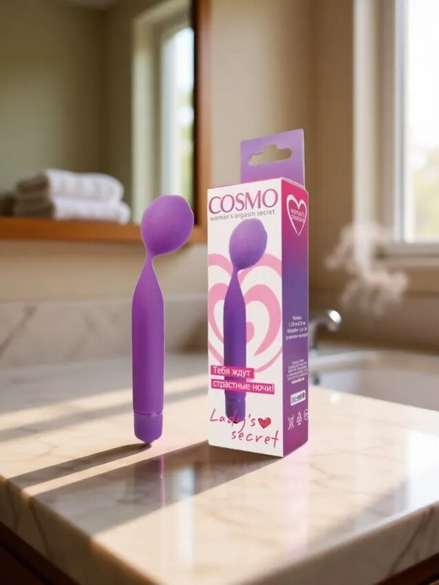 Вибромассажер COSMO, силикон, фиолетовый, с вибрацией, 10 см