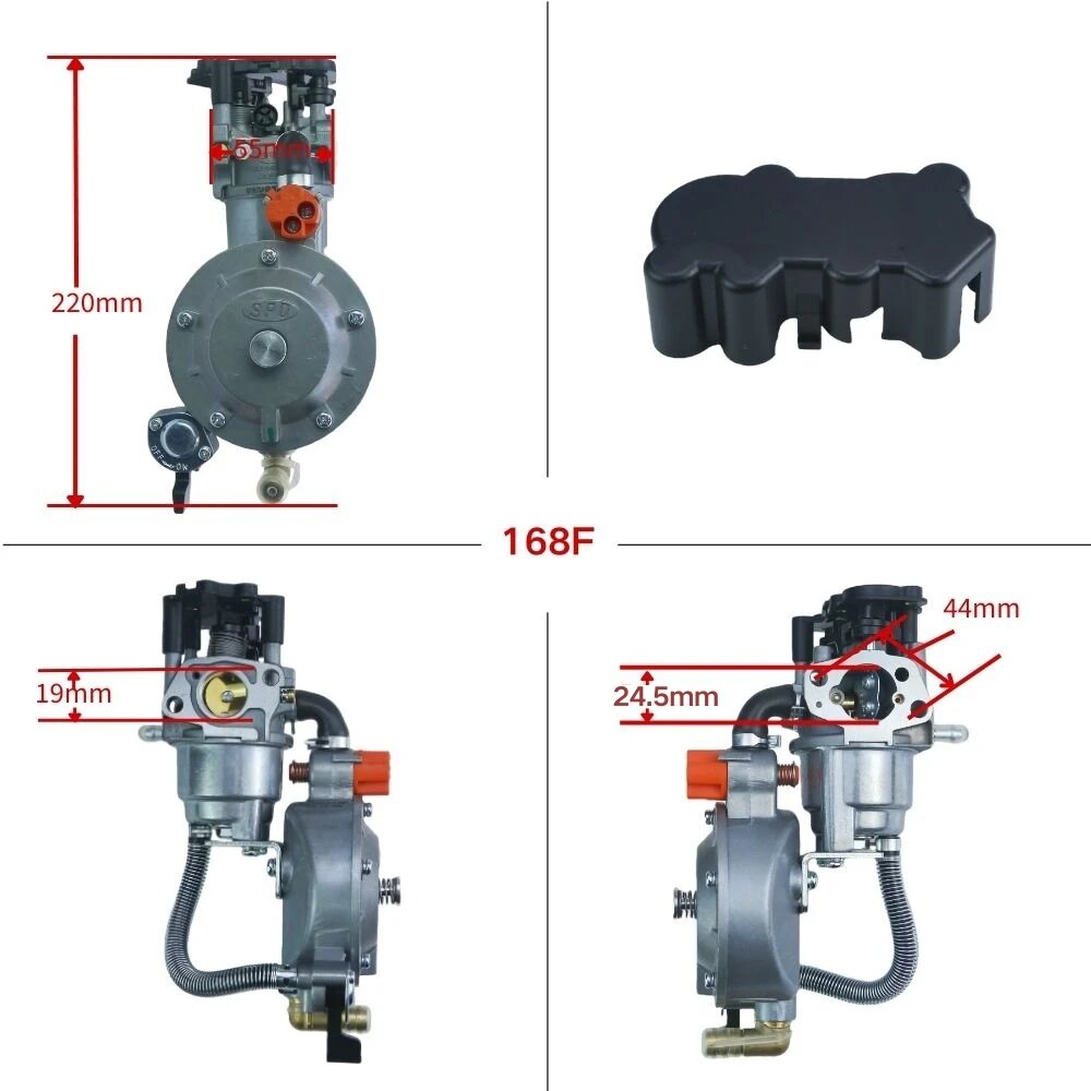 Двухтопливный карбюратор для генераторов 168F GX160 170F GX200 6.5HP 3KW (на газе и бензине), запасные части