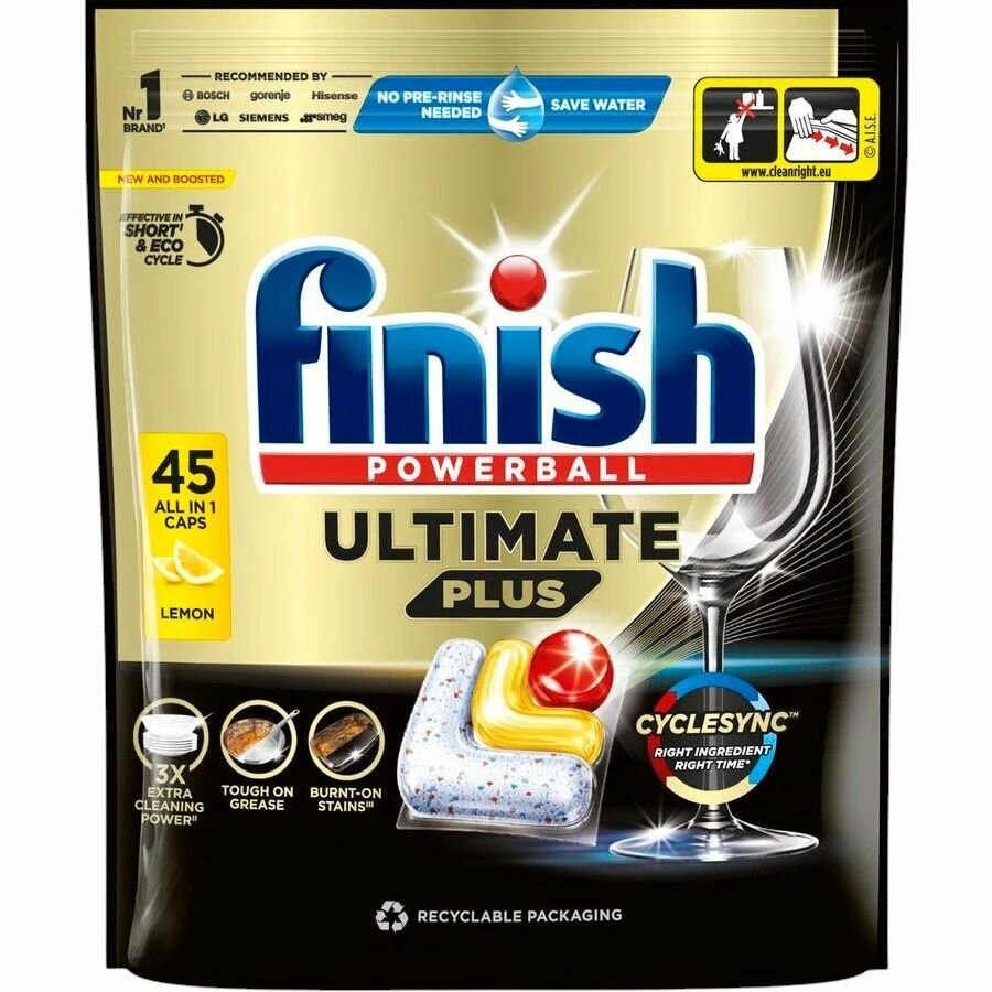 Капсулы для посудомоечных машин Finish Ultimate PLUS All in 1, с ароматом Лимона, 45 шт. лимон all in 1 45 штук для посудомоек