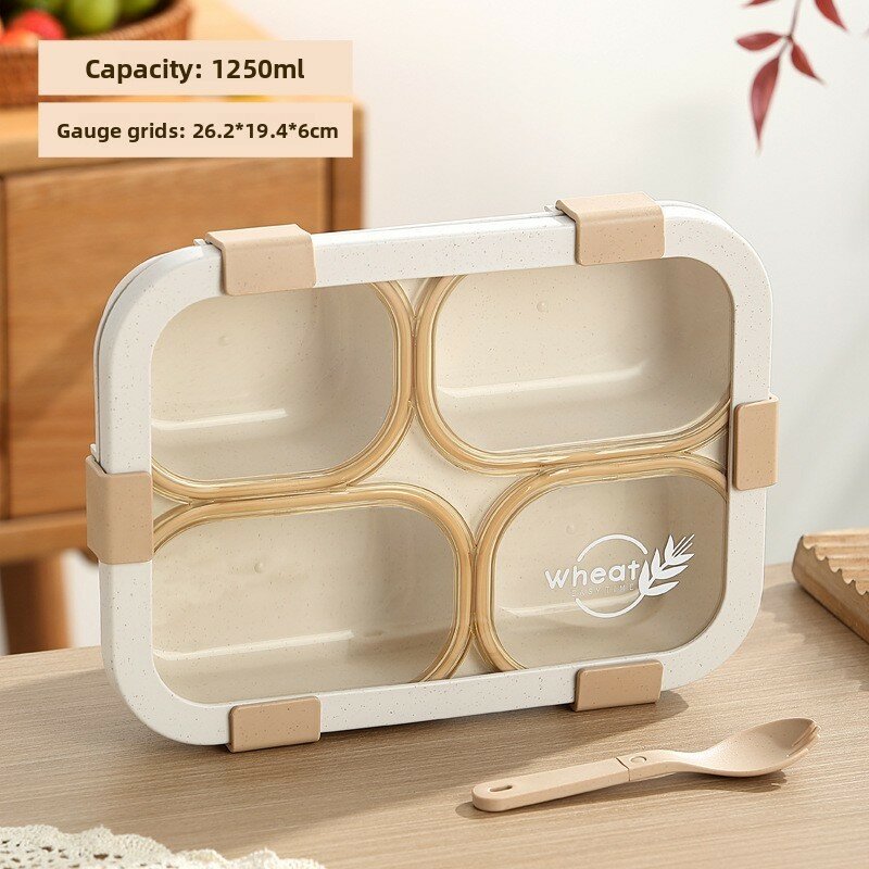 Wheat straw meal box with divided design for students or professionals to carry lunch 1250ml
