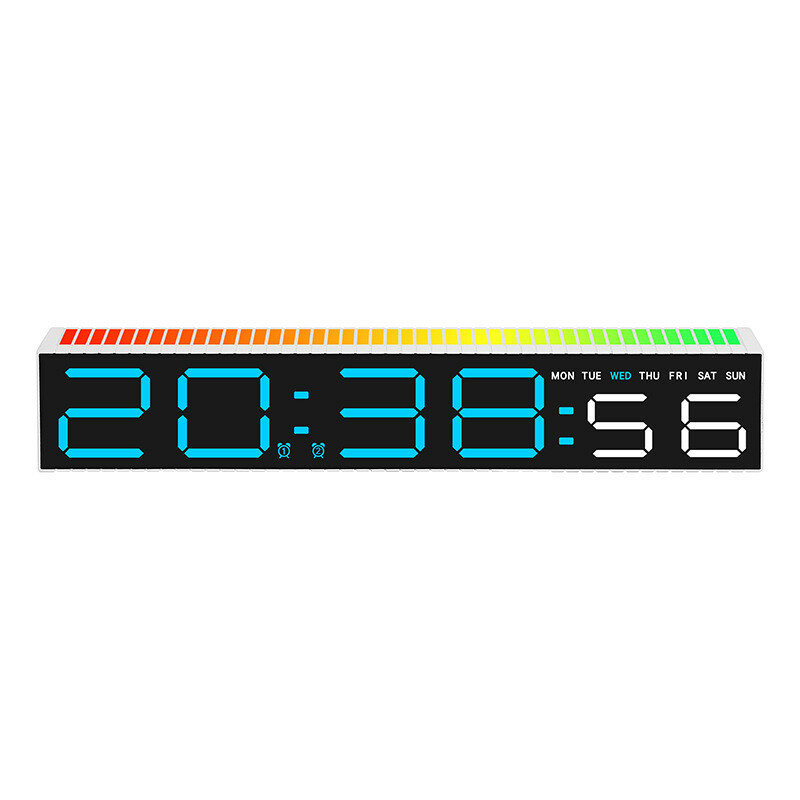 Sleek digital led table clock with alarm and multicolor light for bedroom or office styleh