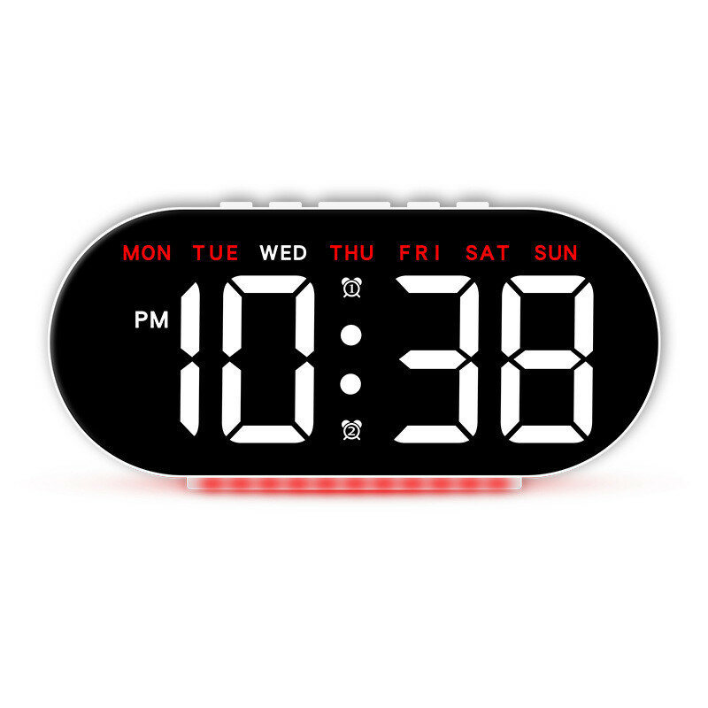 Digital clock modern electronic with led display and multifunction night light for bedroom style 12