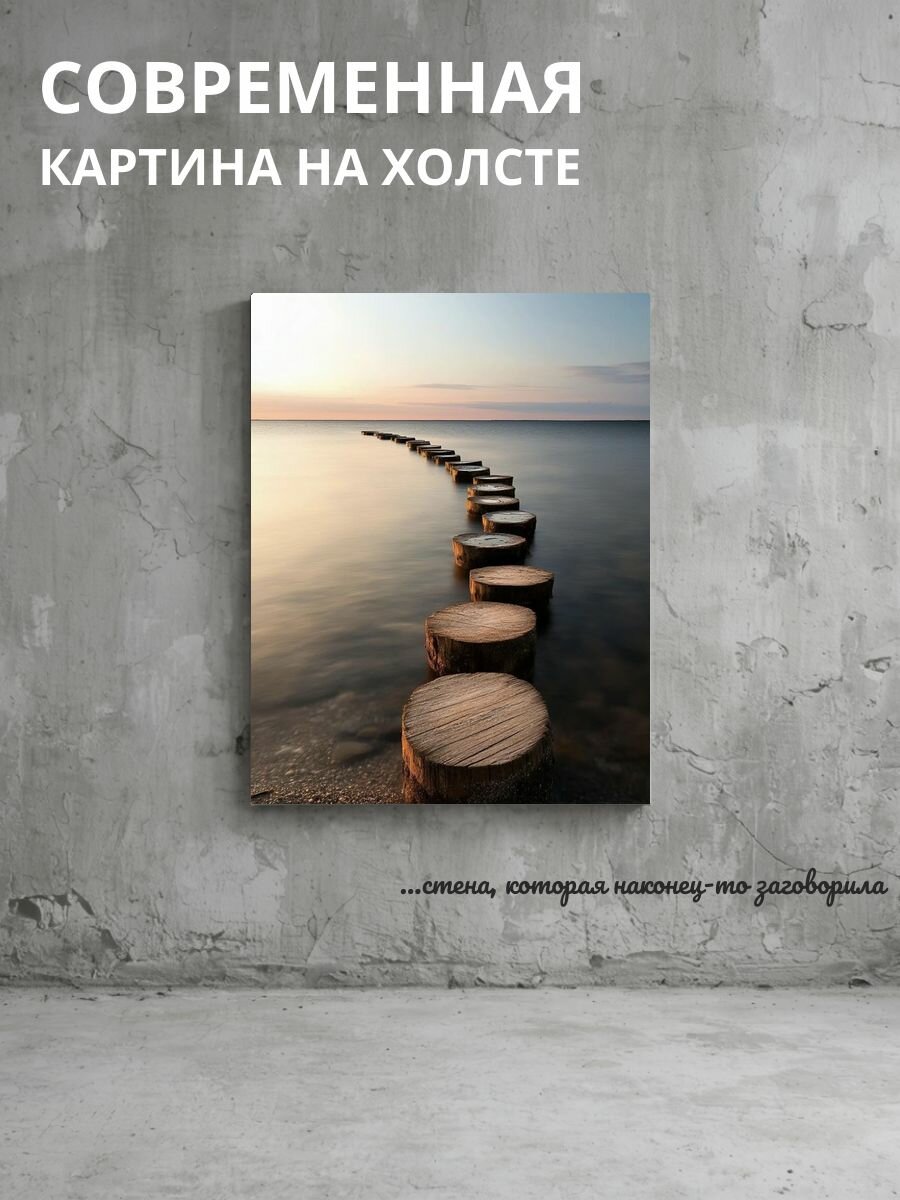Картина на холсте Ряд деревянных столбов 20x30 см