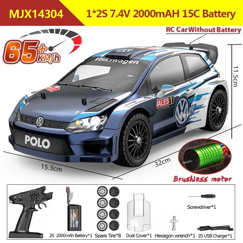 RC автомобиль Volkswagen Polo 1/14 65 км/ч, Цвет: MJX 14304 1B