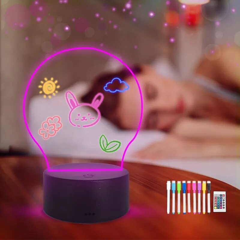 Ночной светильник/RGB/ Ночник с маркером для рисования светодиодный