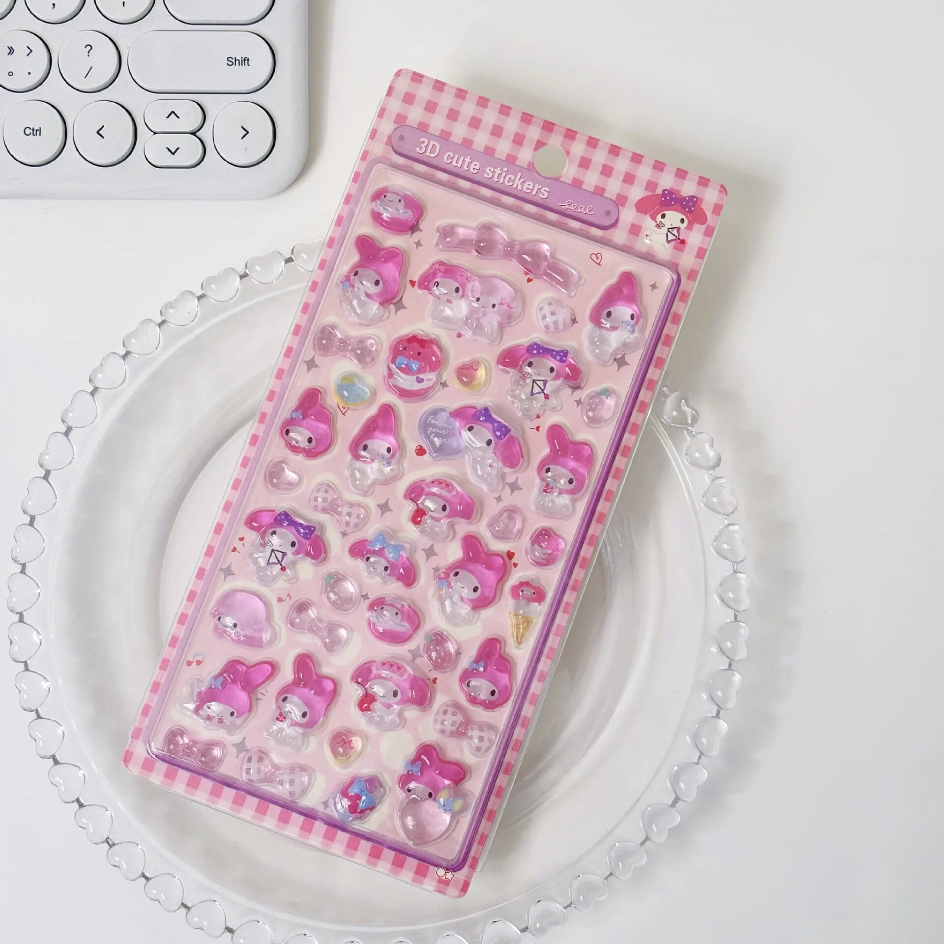 Набор стикеров Sanrio Hello Kitty, Kuromi, My Melody, Cinnamoroll 8 шт. Розовый, 1pcs