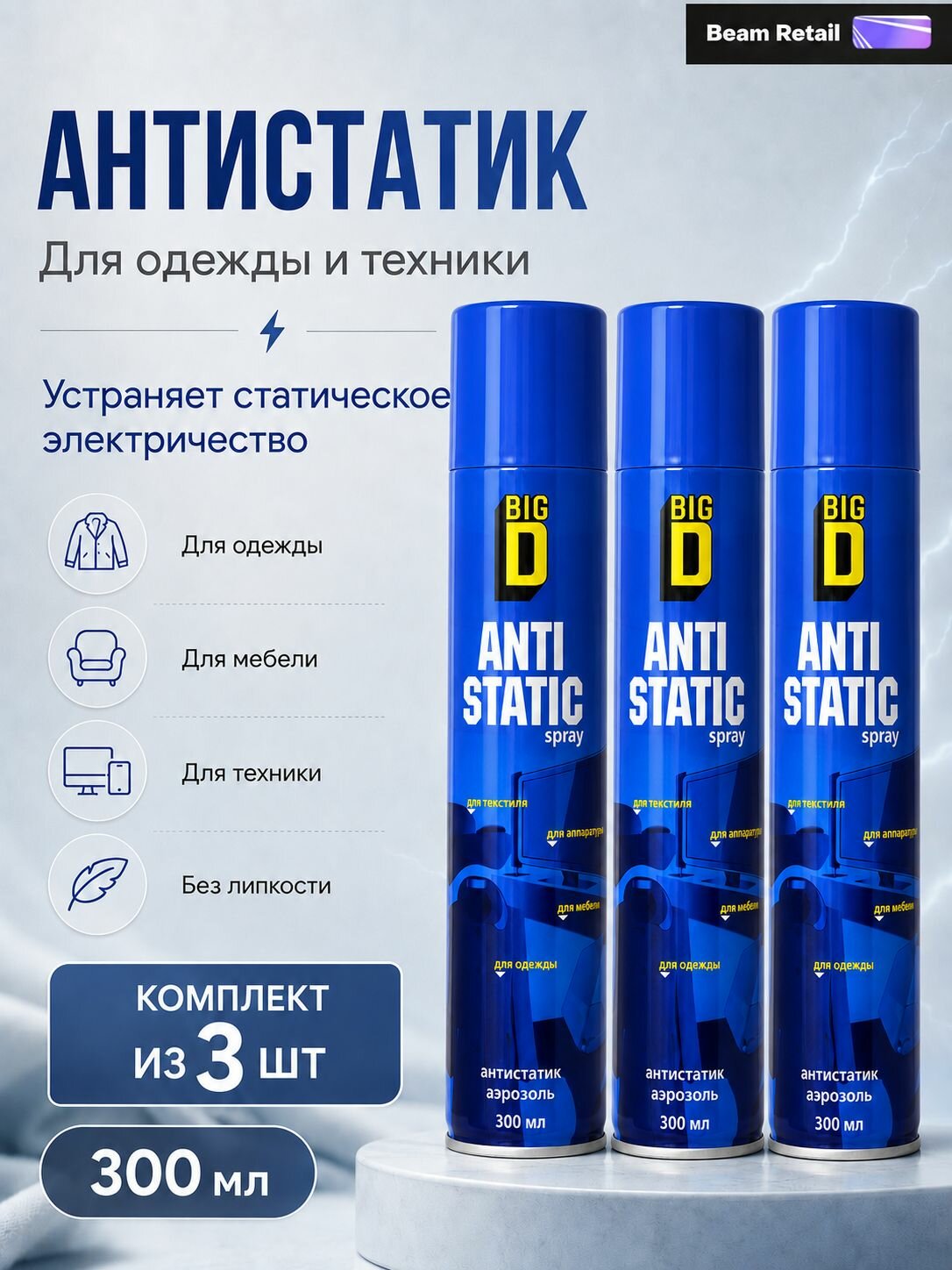 Антистатик для одежды 300 мл. 3 шт